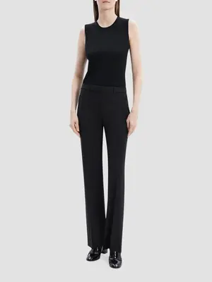Theory Stretch Wool Straight Full-length Trousers - Black