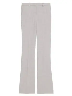 Theory Stretch Wool Straight Full-length Trousers Light Grey Melange