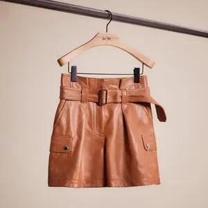COACH Restored Leather Belted Shorts