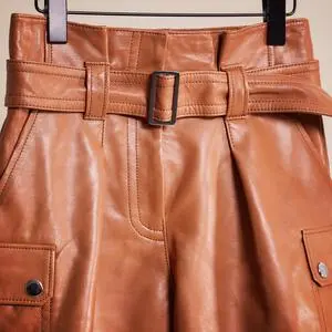 COACH Restored Leather Belted Shorts