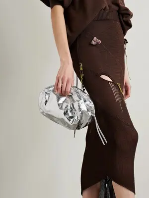 Dries Van Noten Gathered Metallic Tote