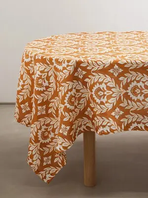 La DoubleJ Large Floral-print Linen Tablecloth - Orange