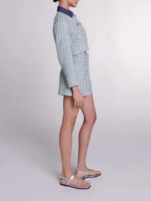 Maje Contrast Tweed Cropped Jacket