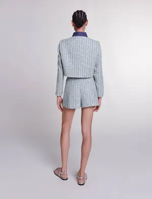 Maje Contrast Tweed Cropped Jacket