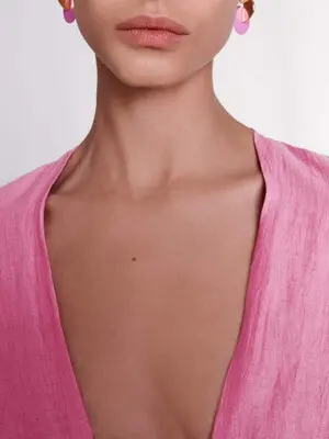 Maje Linen Plunge Neckline Playsuit