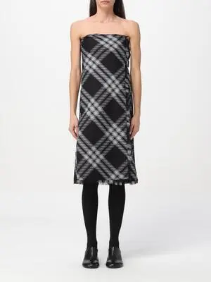 Burberry Plaid Strapless Midi Dress - Black