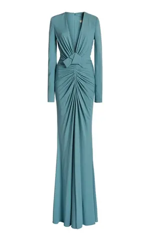 Elie Saab Ruched Sheath Maxi Dress Fr 40 Only