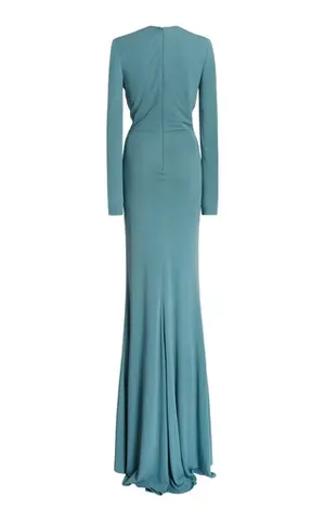 Elie Saab Ruched Sheath Maxi Dress Fr 40 Only