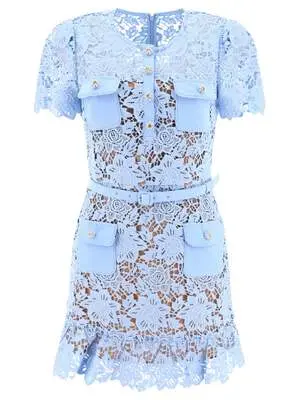 SELF-PORTRAIT Lace Mini Dress Light Blue