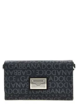 Dolce & Gabbana Coated Jacquard Crossbody Bag - Black