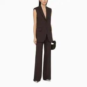 Sportmax Aubergine Coloured Single Breasted Waistcoat In Wool