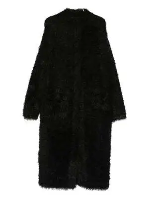 Emporio Armani Oversized Fur-Effect Knit Coat - Black