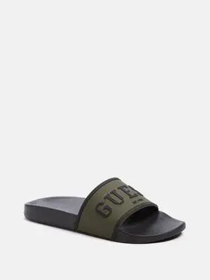 GUESS FACTORY Elito Logo Pool Slides - Green