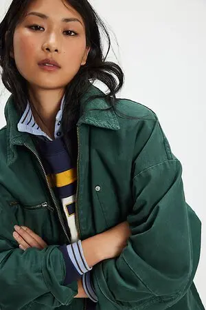 Free People We The Free Easy That Canvas Jacket Uncut Emerald