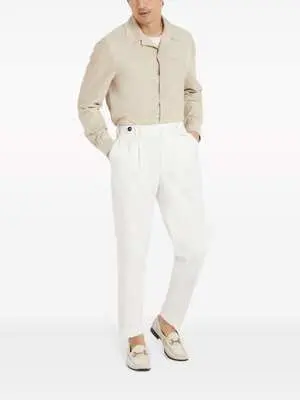 Brunello Cucinelli Press-stud Suede Overshirt - Neutrals