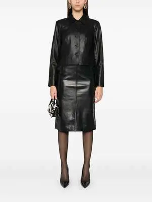 MANOKHI Leather Midi Skirt