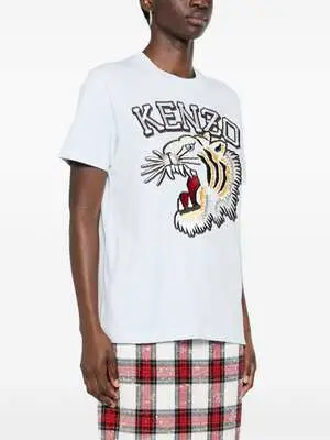 Kenzo Embroidered-logo Cotton T-shirt - Blue