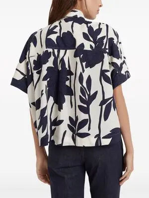 Brunello Cucinelli Leaf-print Cotton Shirt