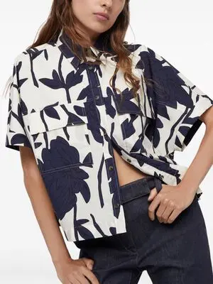 Brunello Cucinelli Leaf-print Cotton Shirt