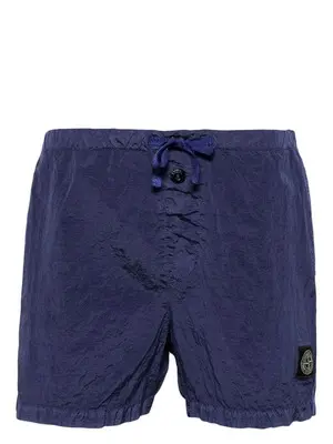 Stone Island Compass-patch Crinkled Swim Shorts - Purple