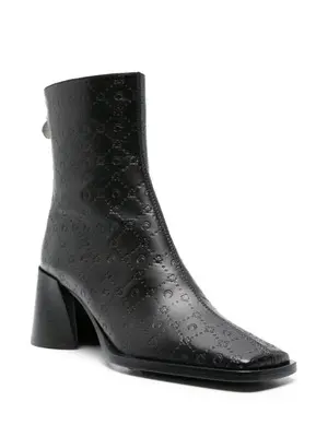 MARINE SERRE Monogram-debossed Leather Ankle Boots - Black