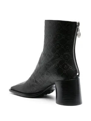 MARINE SERRE Monogram-debossed Leather Ankle Boots - Black