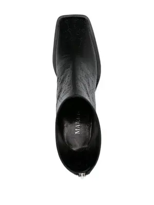 MARINE SERRE Monogram-debossed Leather Ankle Boots - Black
