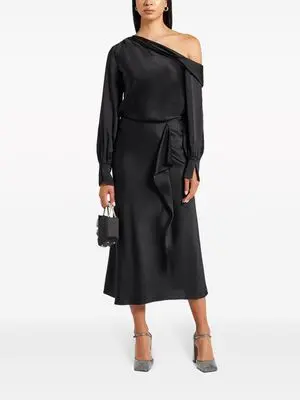 Simkhai Alice Cold-shoulder Satin Blouse - Black
