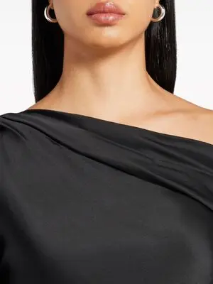 Simkhai Alice Cold-shoulder Satin Blouse - Black