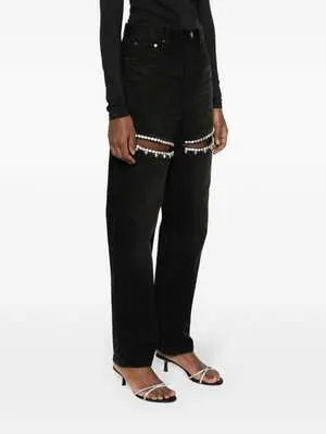AREA Crystal Slit Tapered Leg - Black