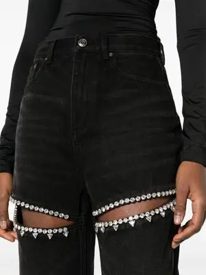 AREA Crystal Slit Tapered Leg - Black