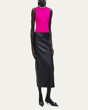Marc Jacobs Leather Pencil Midi Skirt