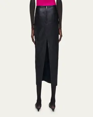 Marc Jacobs Leather Pencil Midi Skirt