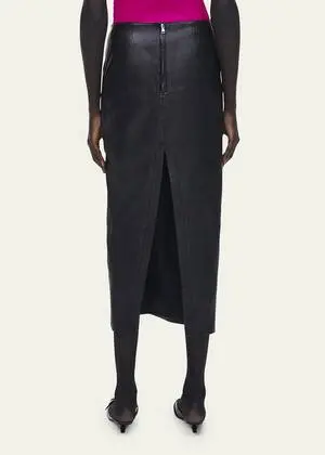 Marc Jacobs Leather Pencil Midi Skirt