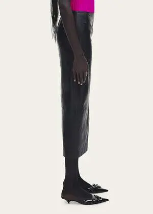 Marc Jacobs Leather Pencil Midi Skirt