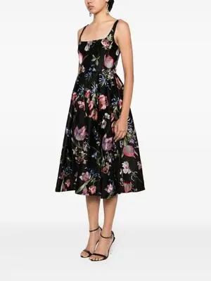 Marchesa Floral Embroidered Midi Dress