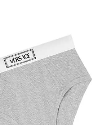 Versace Logo-waistband Fine-ribbed Briefs