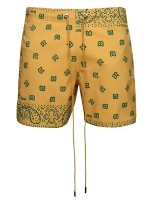 Rhude Bandana-print Swim Shorts - Yellow
