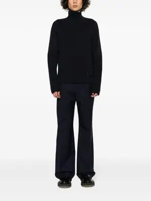 AMI Paris Logo-patch Ribbed-knit Jumper - Blue