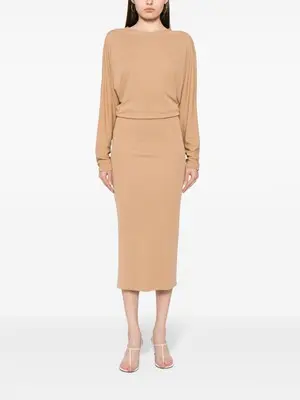 Khaite The Trina Open-back Midi Dress - Brown