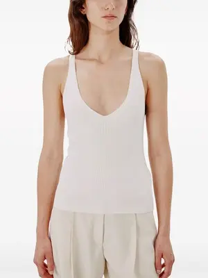 Another Tomorrow Ribbed-knit Tank Top - White