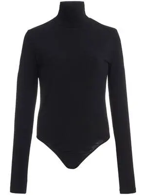 Another Tomorrow Roll-neck Long-sleeve Bodysuit - Black