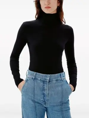 Another Tomorrow Roll-neck Long-sleeve Bodysuit - Black