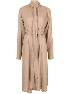 PETER DO Belted Waist Button-down Midi Dress - Neutrals