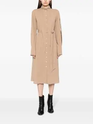 PETER DO Belted Waist Button-down Midi Dress - Neutrals