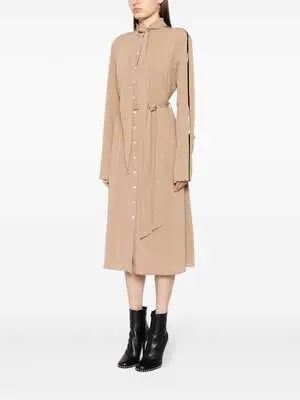 PETER DO Belted Waist Button-down Midi Dress - Neutrals