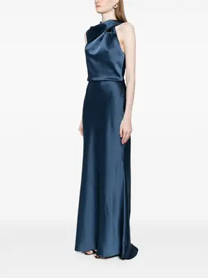 Amsale Asymmetric Draped Gown - Blue