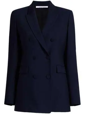 Another Tomorrow Double-breasted Merino Wool Blazer - Blue