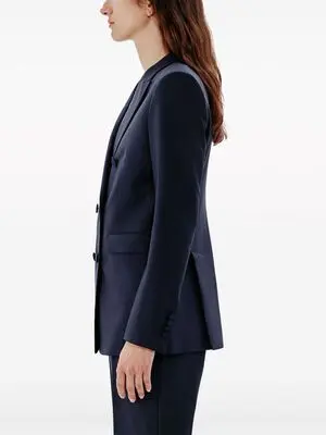 Another Tomorrow Double-breasted Merino Wool Blazer - Blue