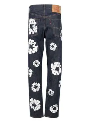 DENIM TEARS X Levi's Wreath-print Selvedge Jeans - Blue